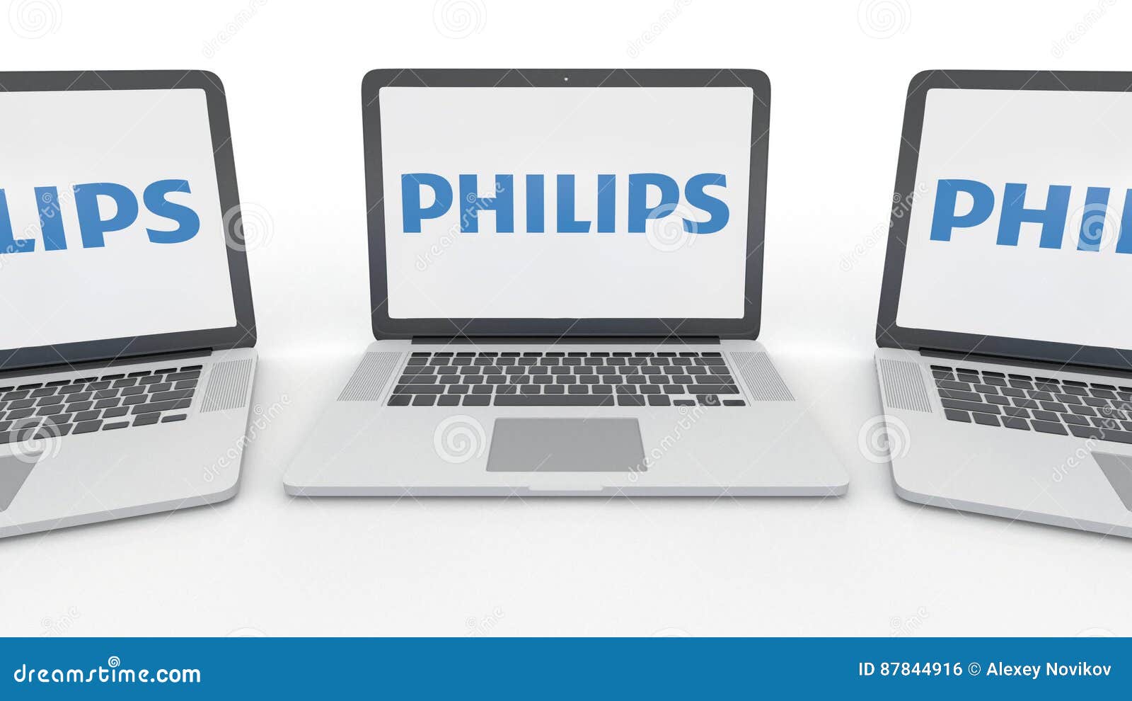 Notebooks with Philips Logo on the Screen. Computer Technology ...