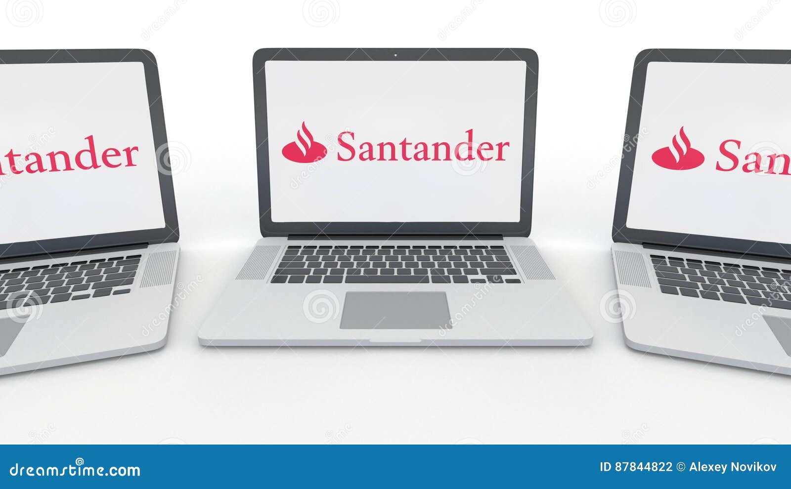 Notebooks with Santander Serfin Logo on the Screen. Computer Technology ...