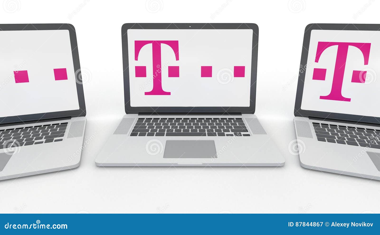 Notebooks with T-Mobile Logo on the Screen. Computer Technology ...