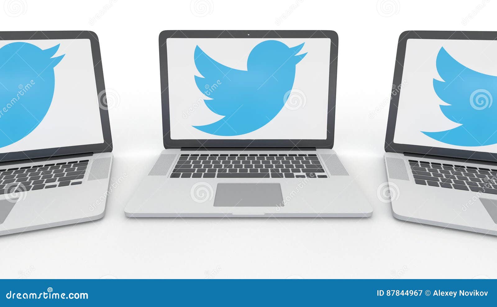 Notebooks with Twitter, Inc. Logo on the Screen. Computer Technology ...