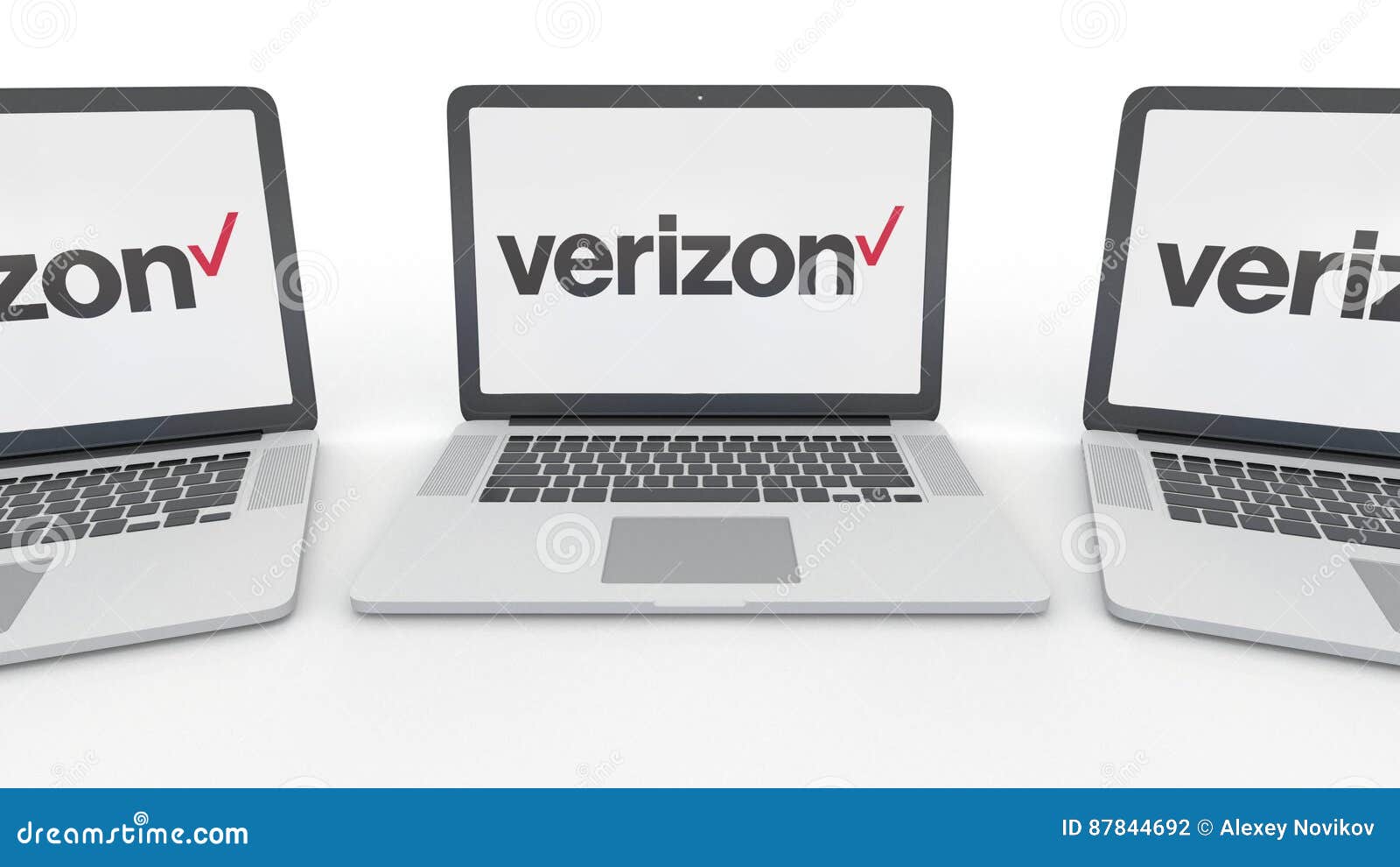 Notebooks with Verizon Communications Logo on the Screen. Computer ...
