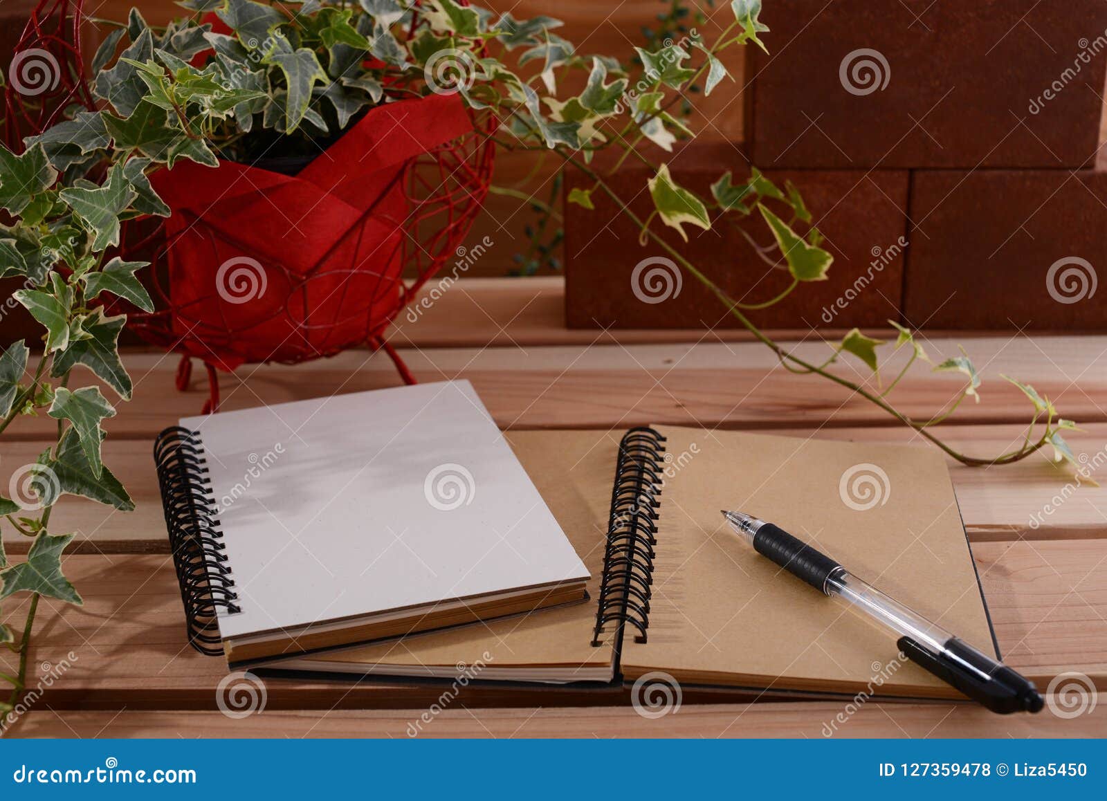 Notebooks wit pen stock photo. Image of lifestyle, education - 127359478