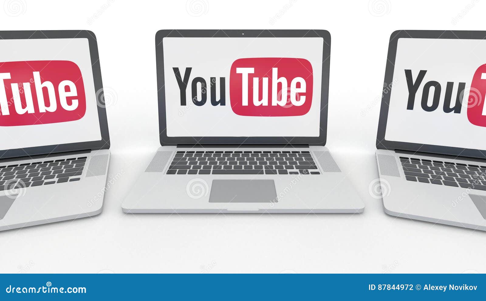 Notebooks with YouTube Logo on the Screen. Computer Technology ...