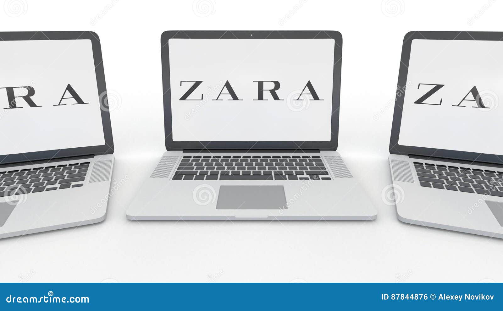 Laptop With Zara Logo. Computer Technology Conceptual Editorial 3D ...
