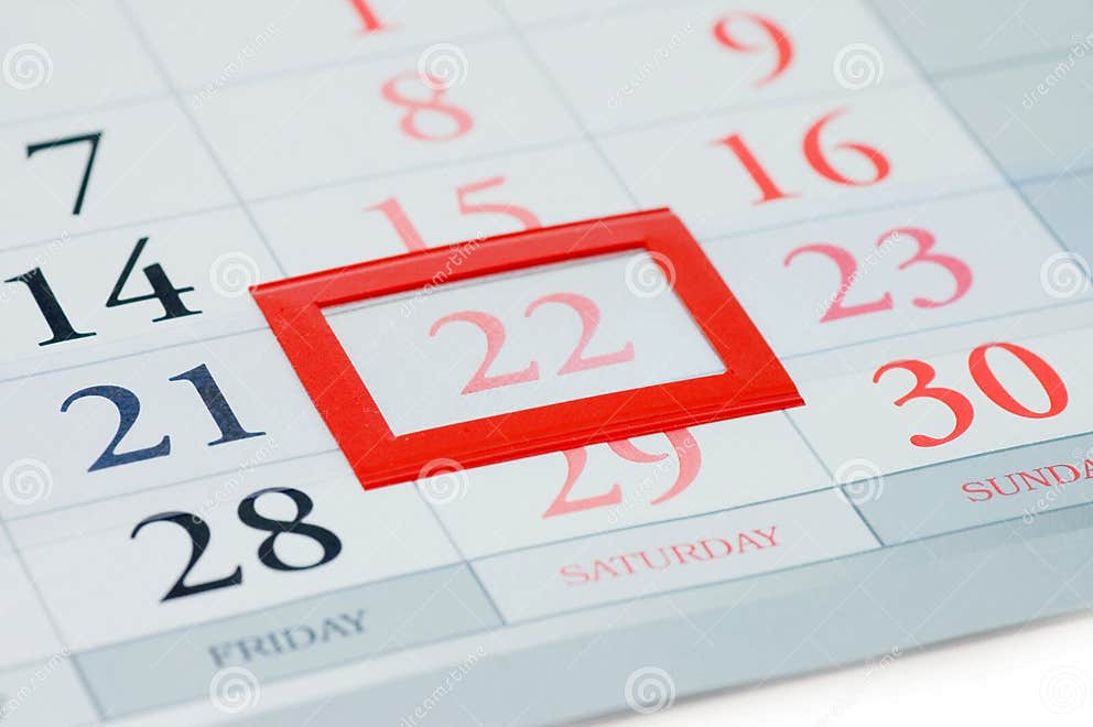 Noted date on a calendar stock photo. Image of today - 14572702