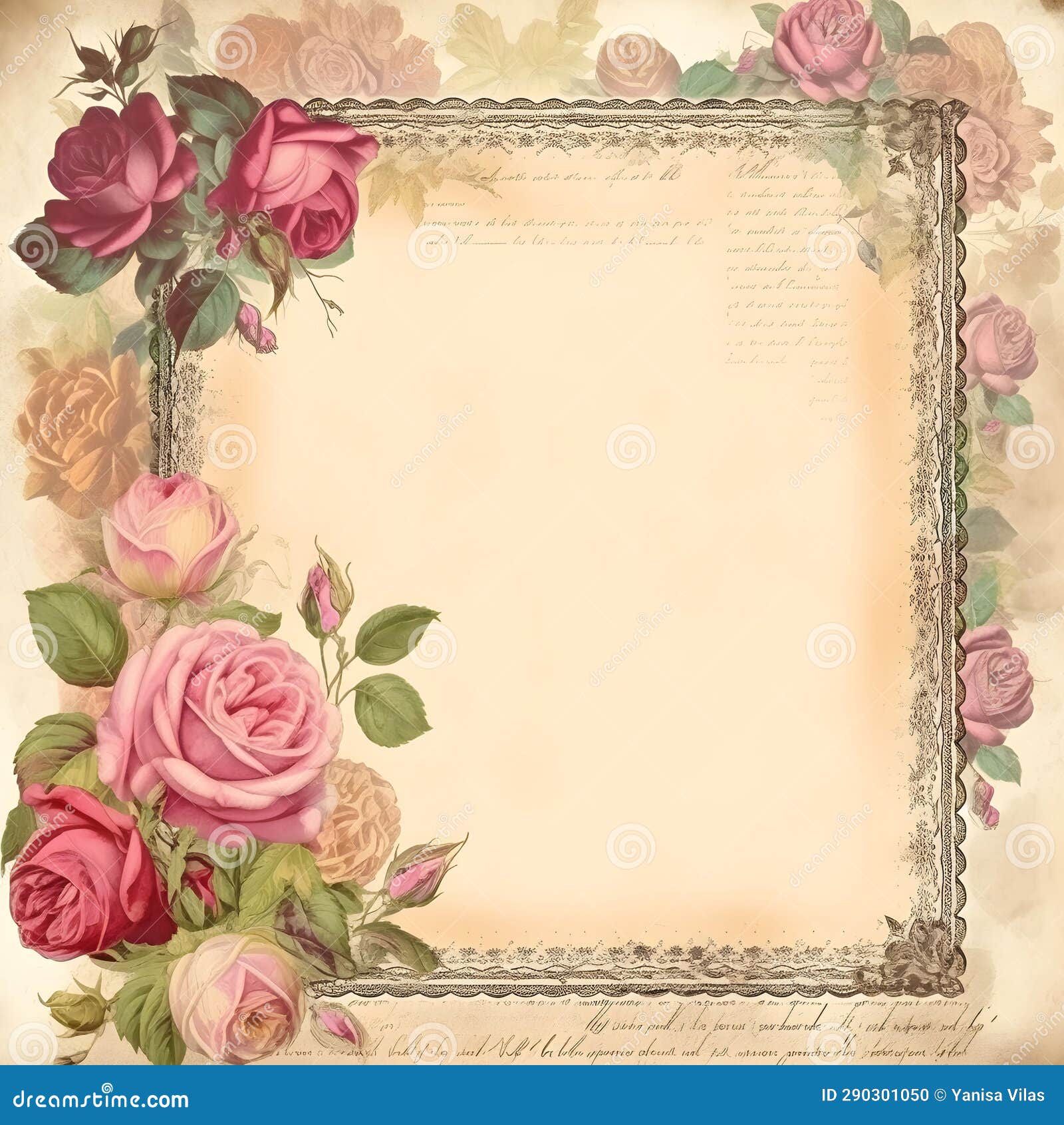 Notepad Blank Roses Beauty Template Frame Stock Illustration ...