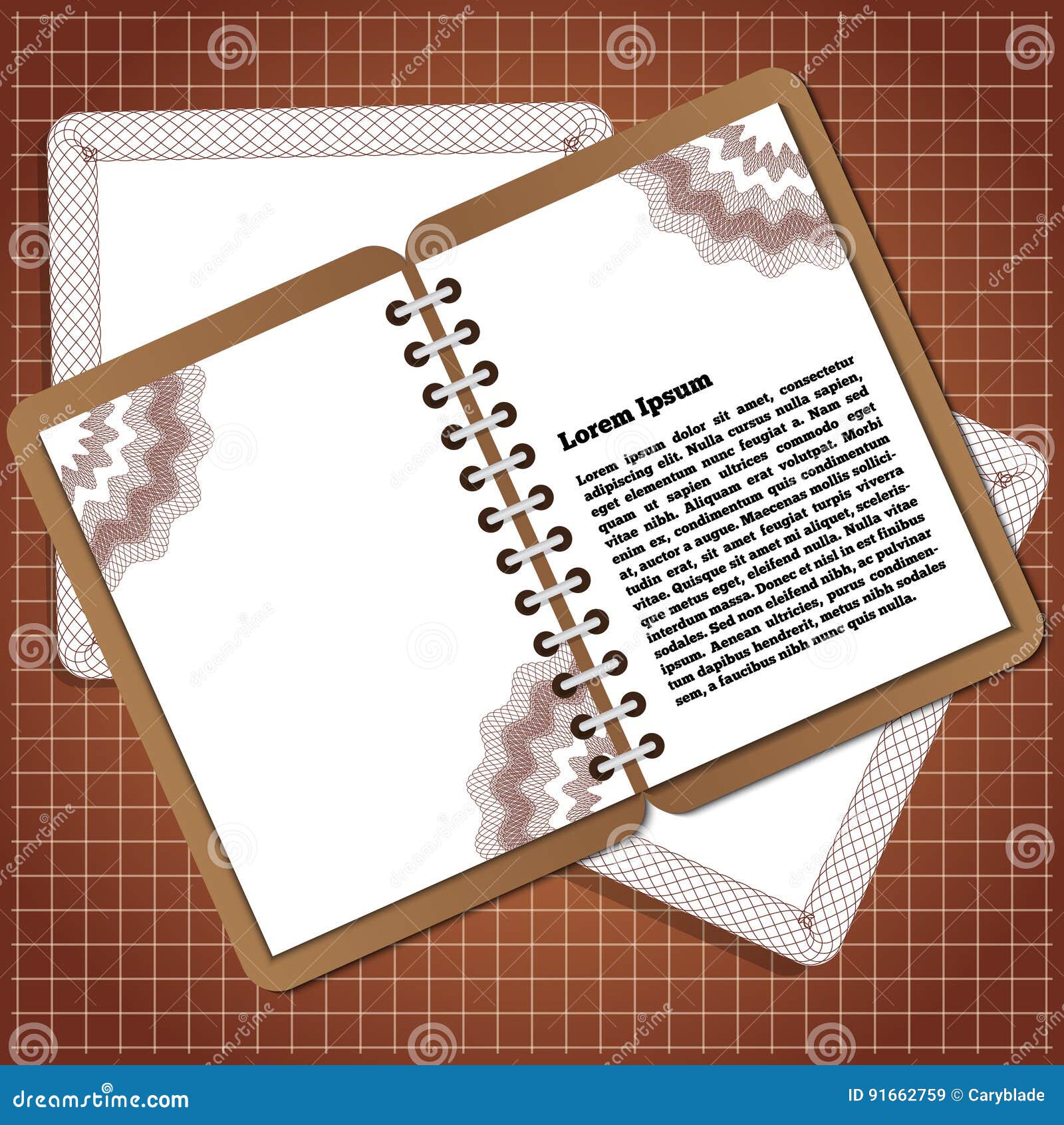 Notepad on a Brown Background. Stock Vector - Illustration of geometric ...
