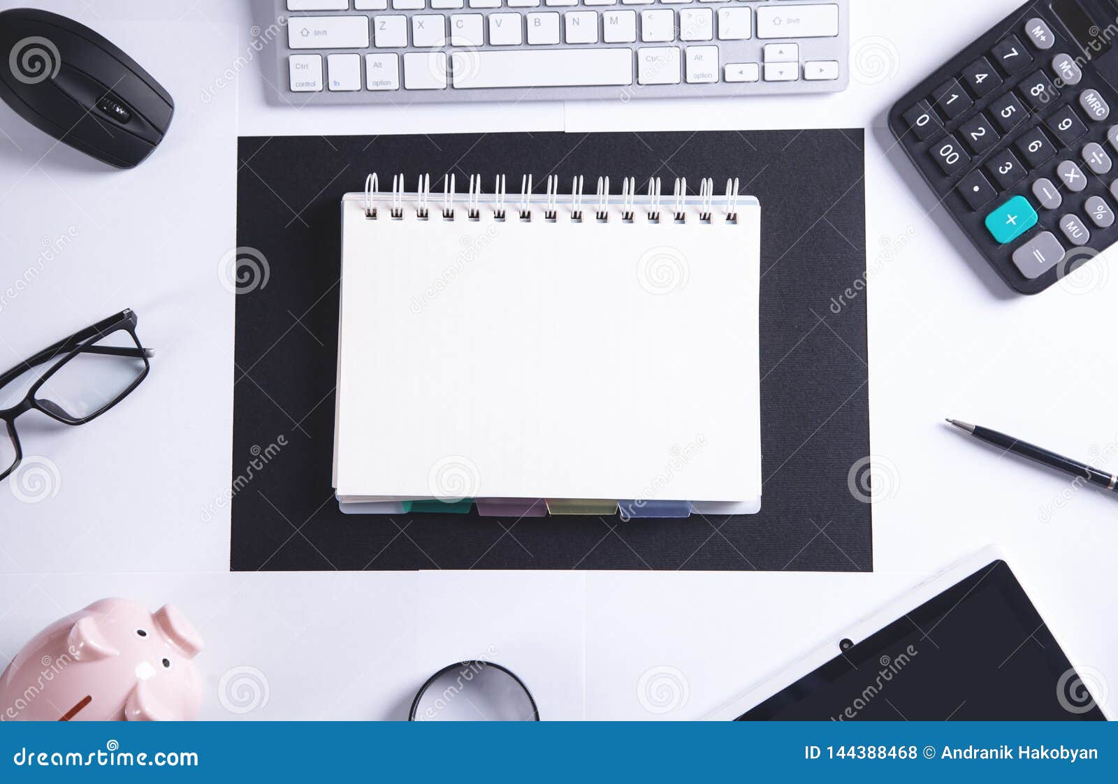 Notepad and Business Objects on the Desk Stock Photo - Image of tablet ...