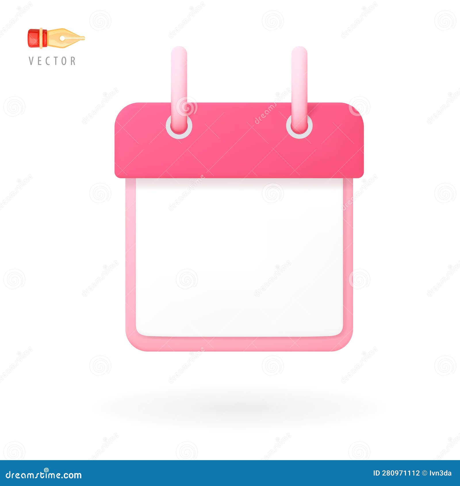 Notepad or Calendar 3D Icon Template. Blank Notepad with White Sheet ...
