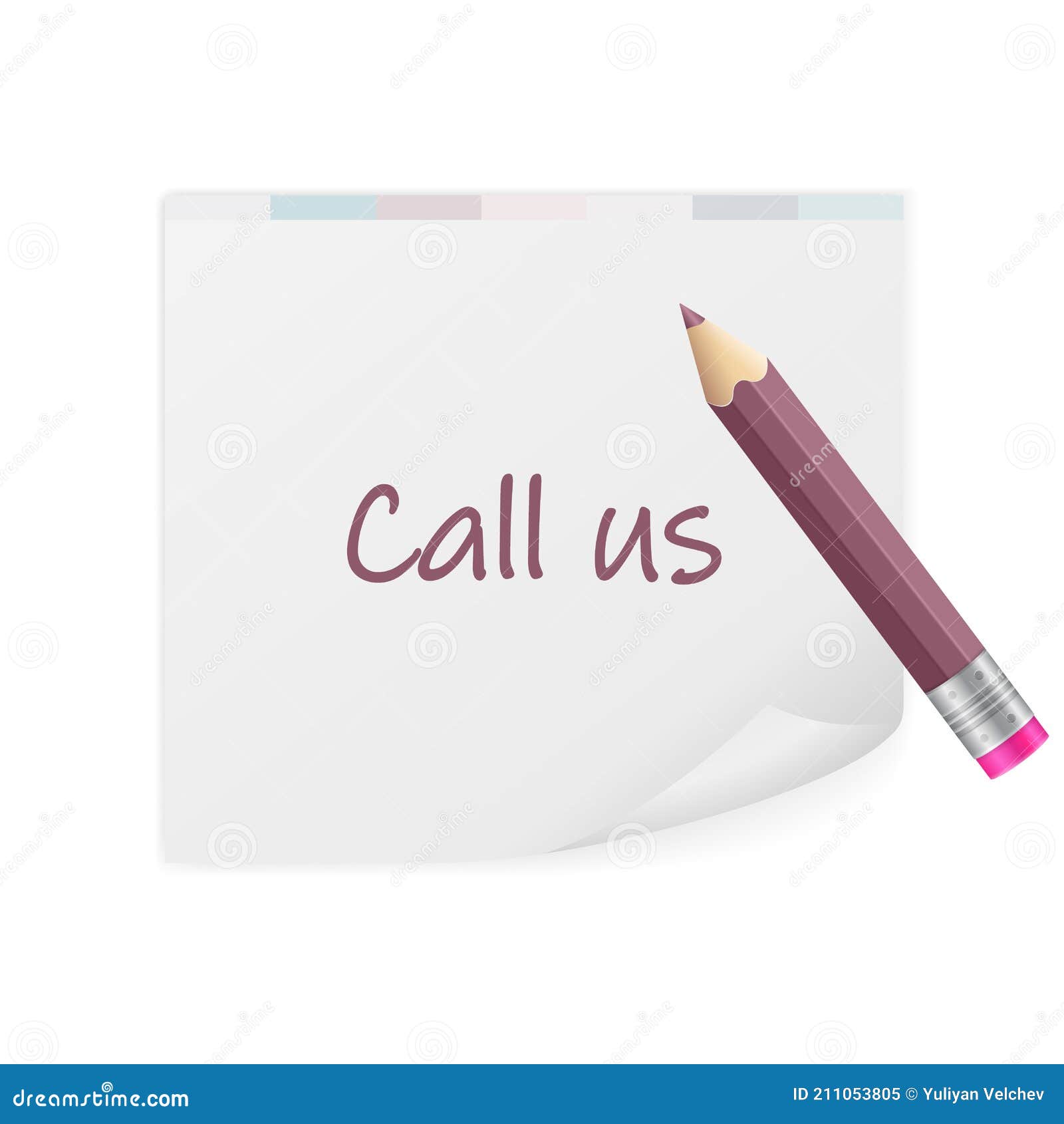 Notepad call us text stock vector. Illustration of phrase - 211053805