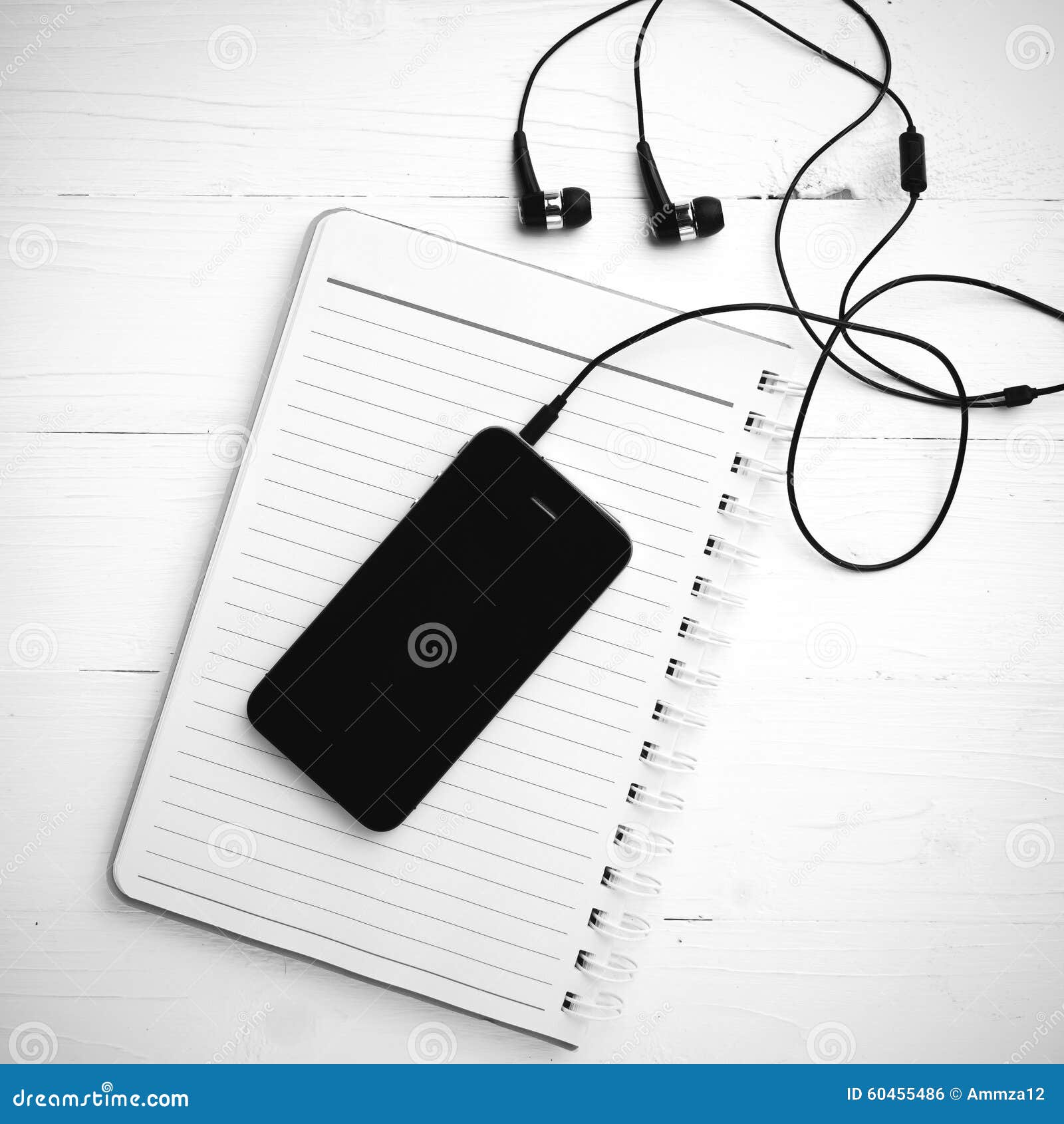 Notepad and Cellphone Black and White Color Tone Style Stock Photo ...
