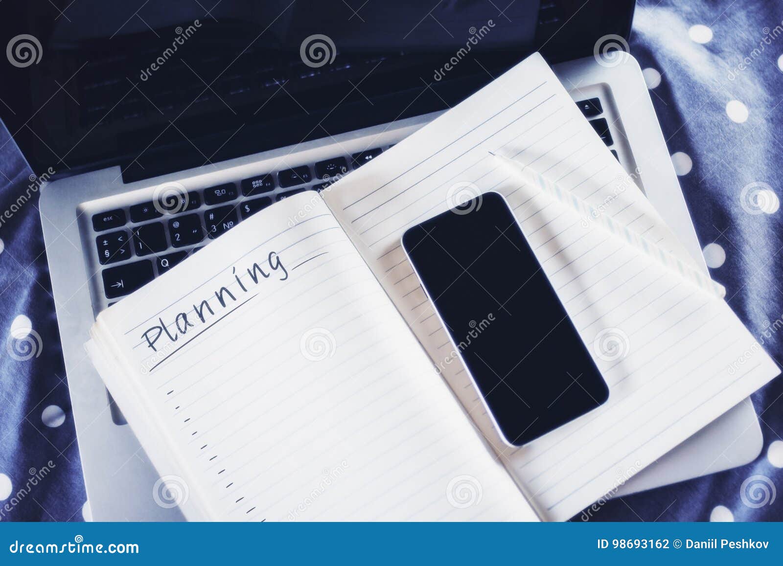 Notepad and cellphone stock photo. Image of device, note - 98693162