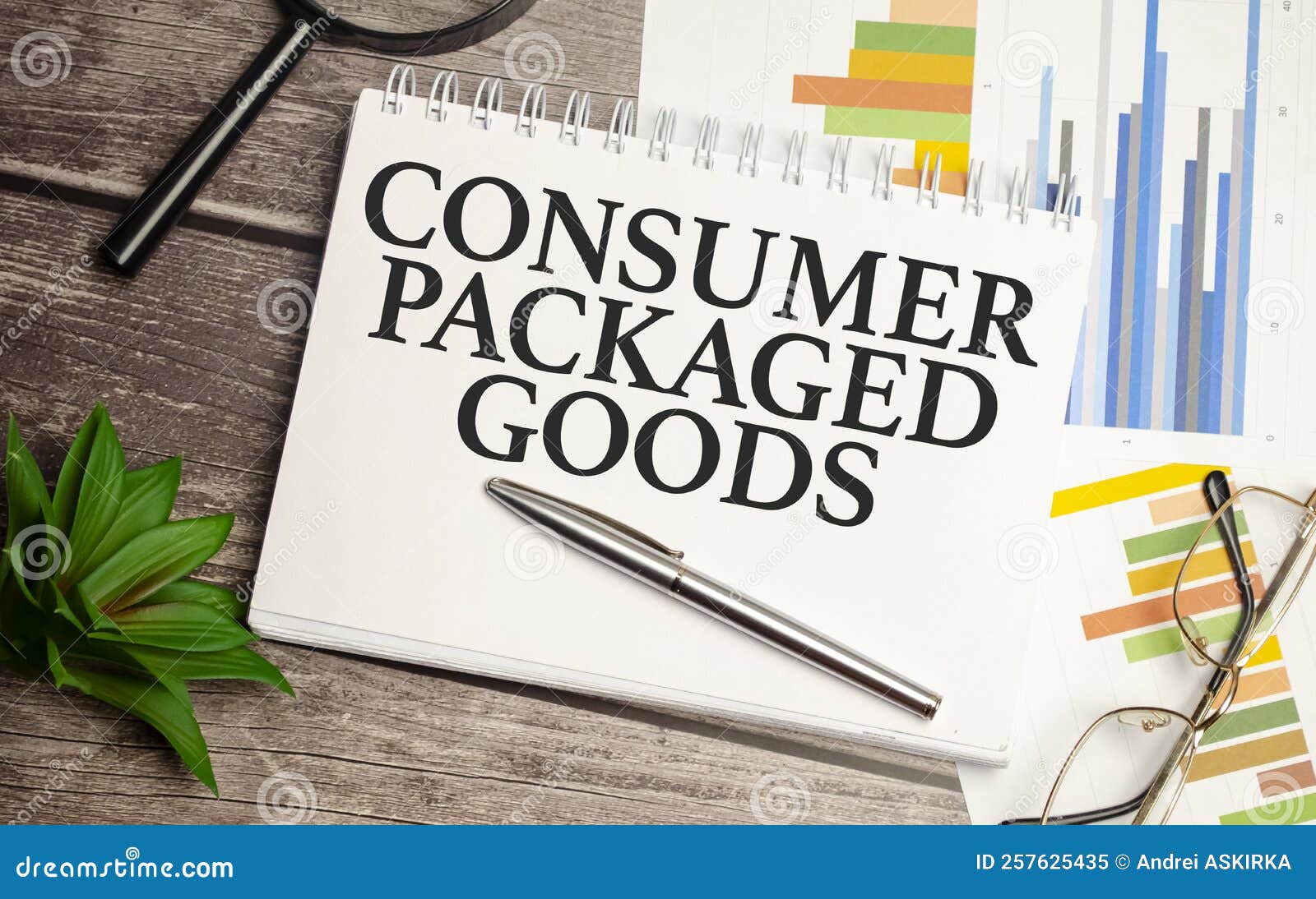 Notepad ,chart and Calculator. Top View Text CPG - Consumer Packaged ...