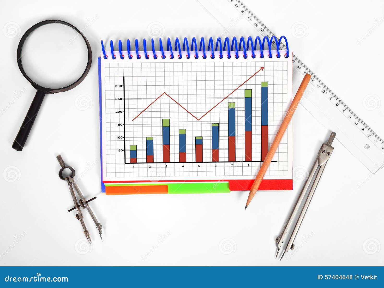 Notepad with chart stock photo. Image of document, business - 57404648