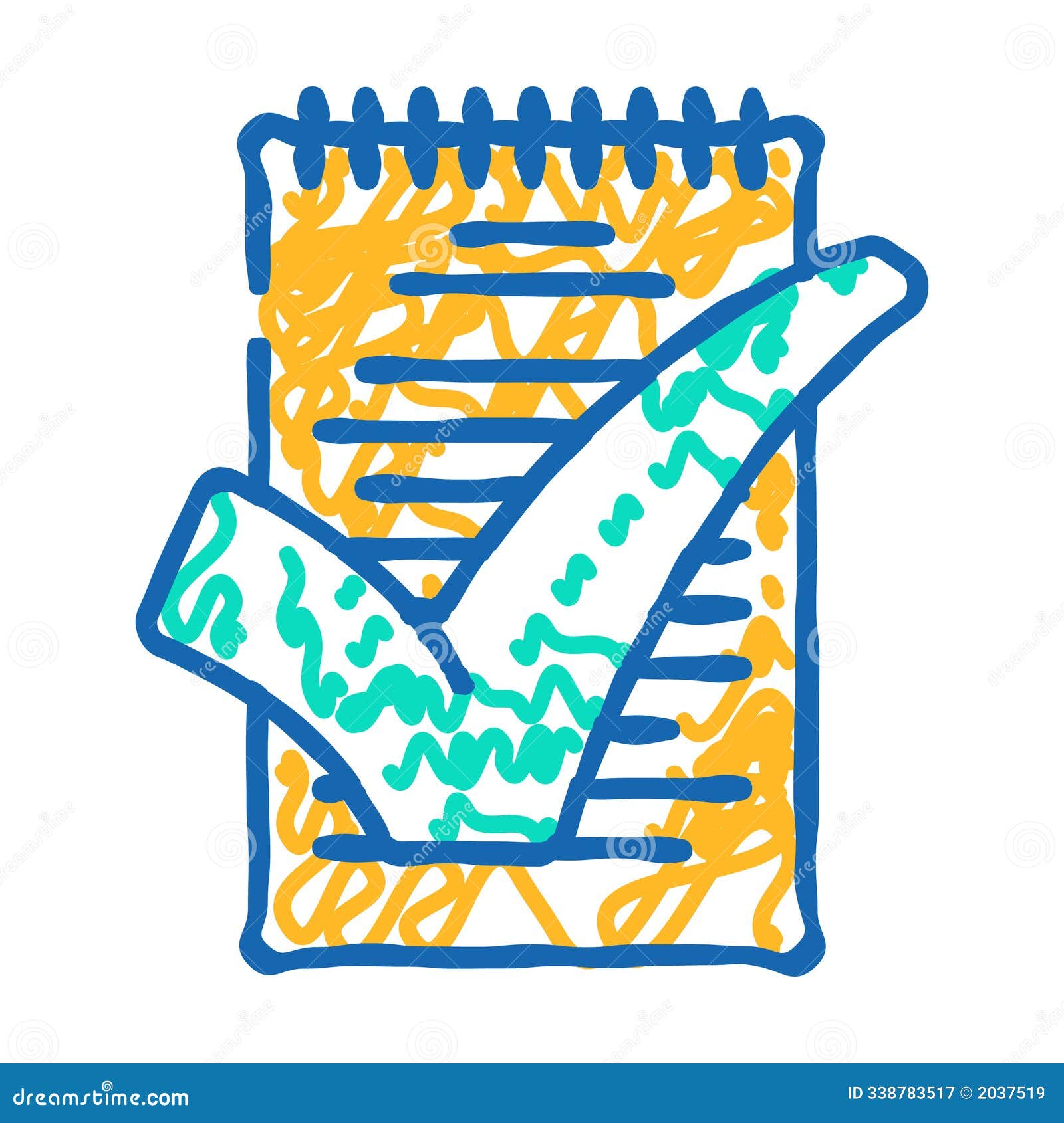 Notepad Check Mark Icon Color Illustration Cartoon Vector ...