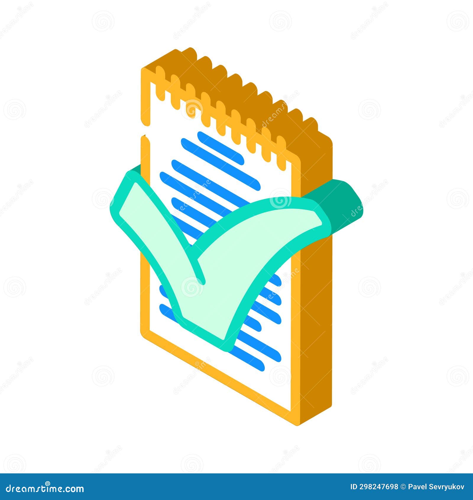 Notepad Check Mark Isometric Icon Vector Illustration Stock ...