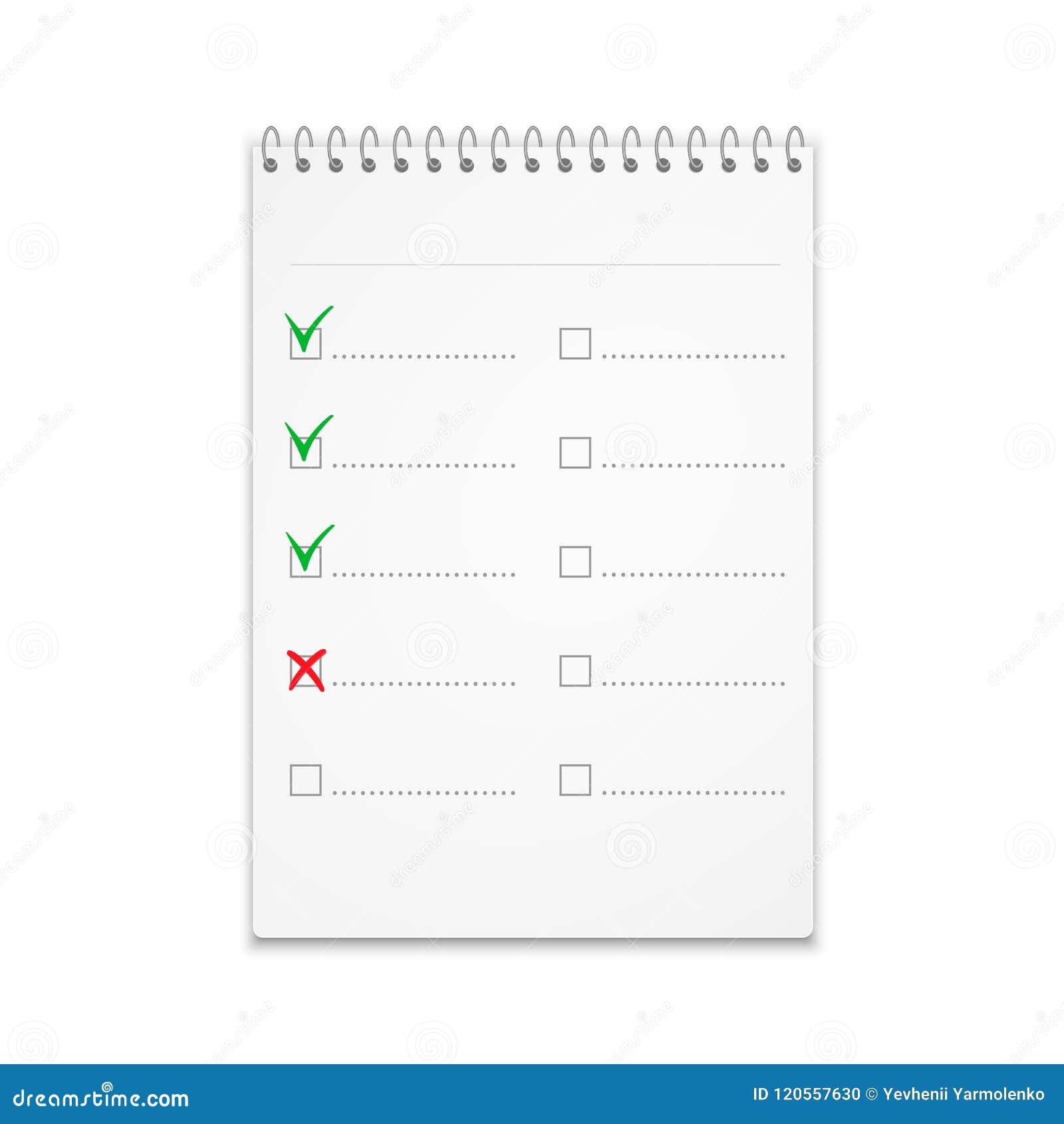 Notepad with Checklist with Green Check Marks. Vector EPS10 Stock ...