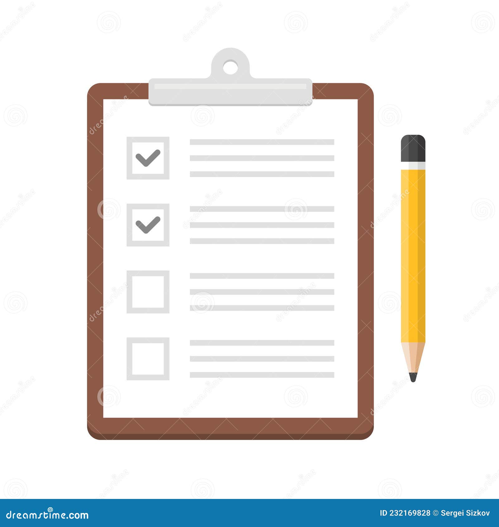 Notepad Checklist Organizer with Pencil Icon. Vector Stock Vector ...