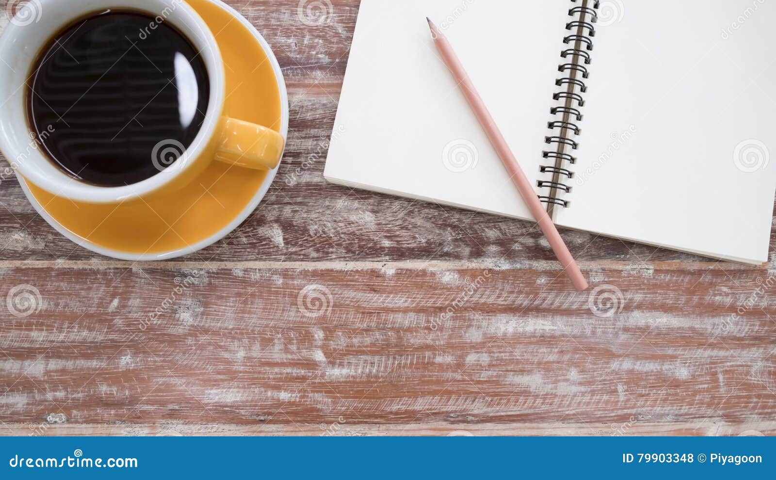 Notepad and Coffee Cup on Wood Table Stock Photo - Image of desk, white ...