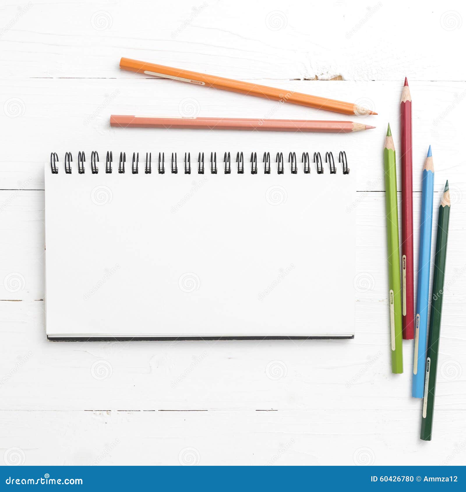 Notepad with color pencil stock photo. Image of blank - 60426780