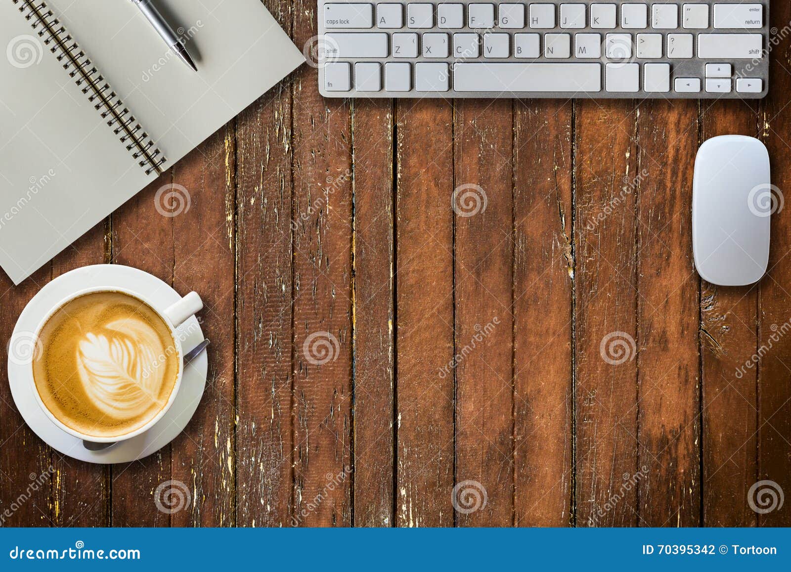 Notepad, Computer and Coffee Cup. View from Above Stock Photo - Image ...