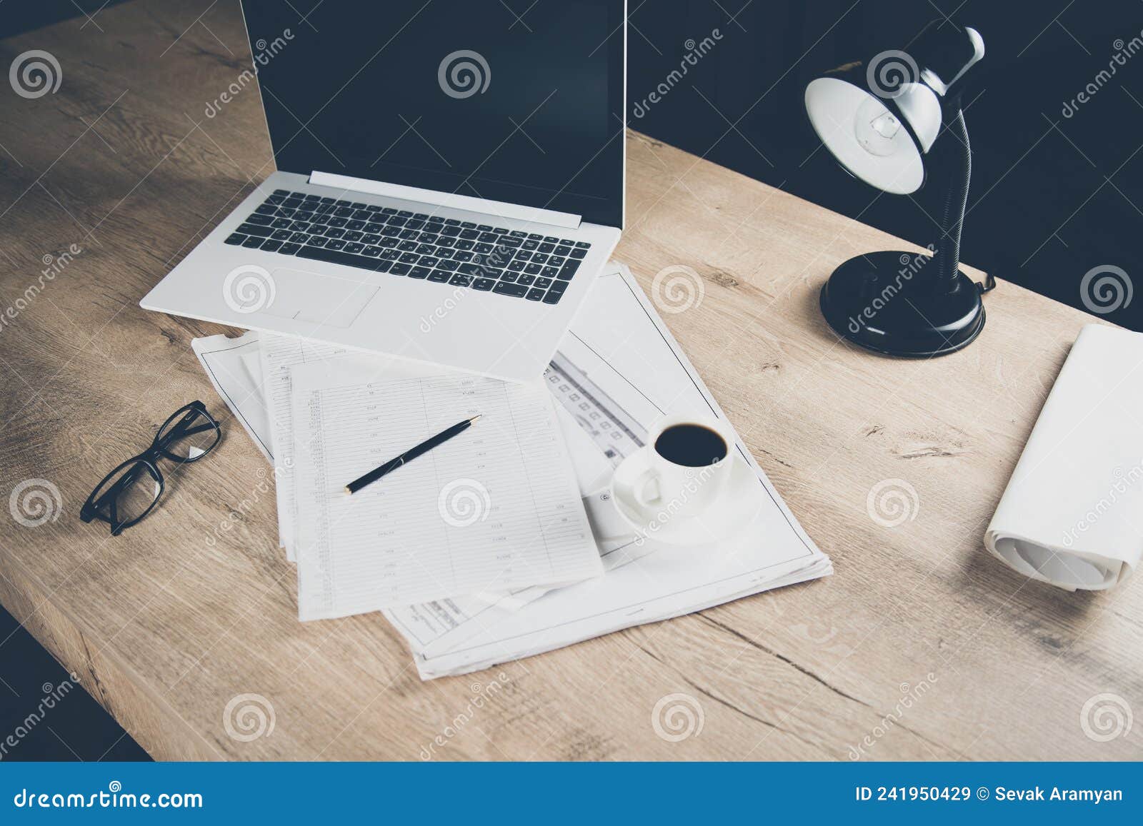 Notepad with Computer on the Desk. Stock Image - Image of table ...