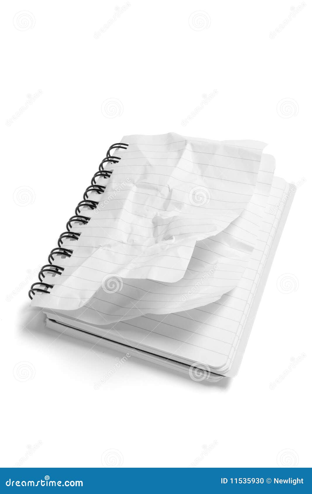 Notepad with Crumpled Pages Stock Photo - Image of blank, aggression ...