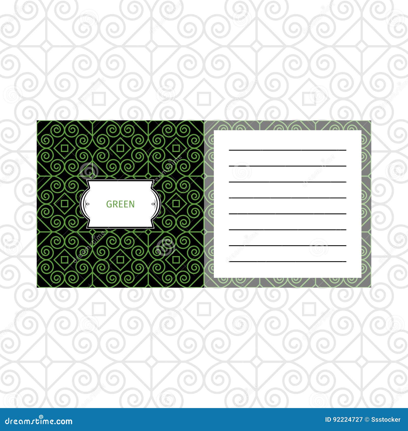Notepad Design with Green Geometric Pattern Stock Vector - Illustration ...