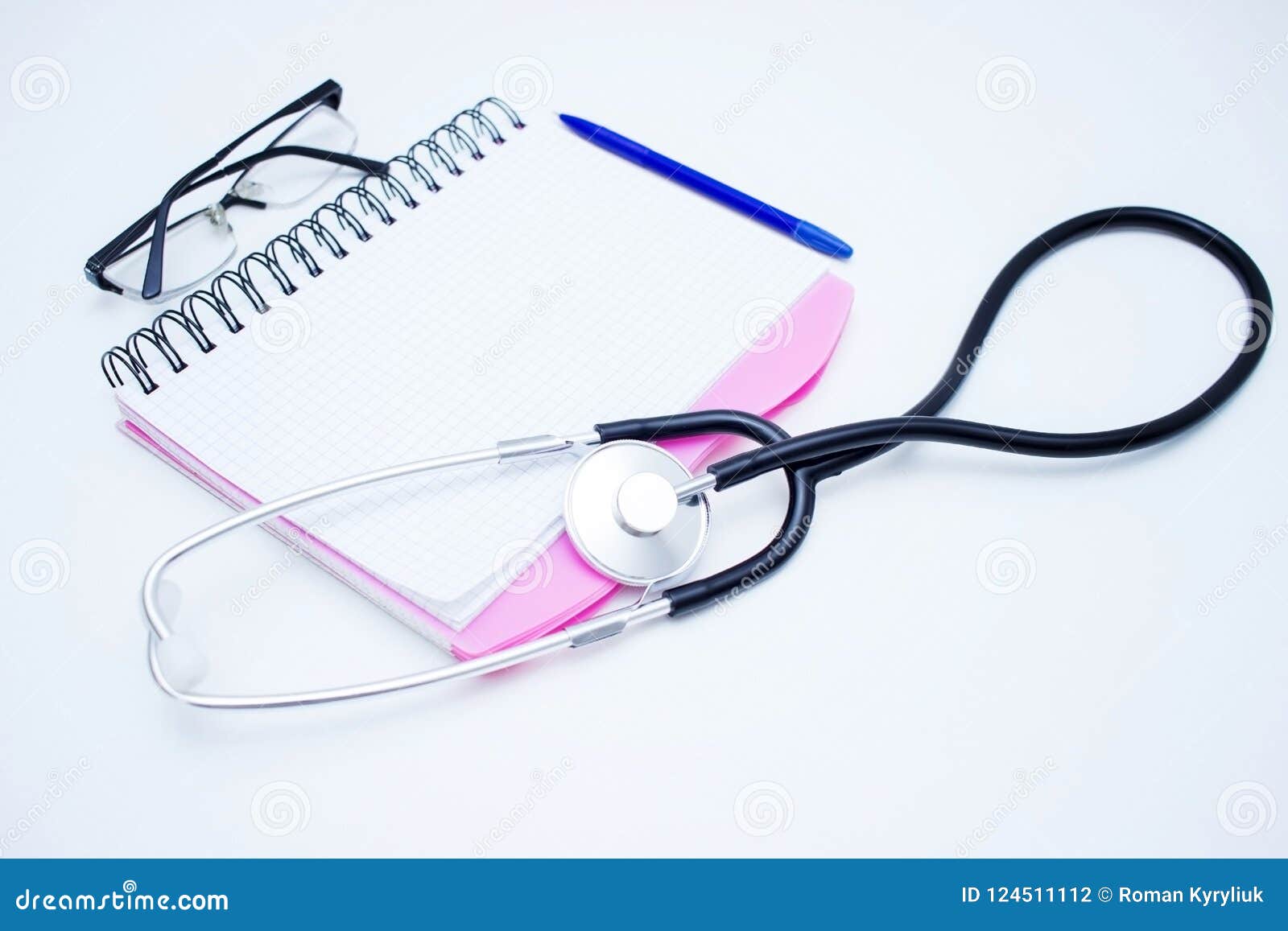 Notepad of Doctor on White Background. Texture and Background. Stock ...