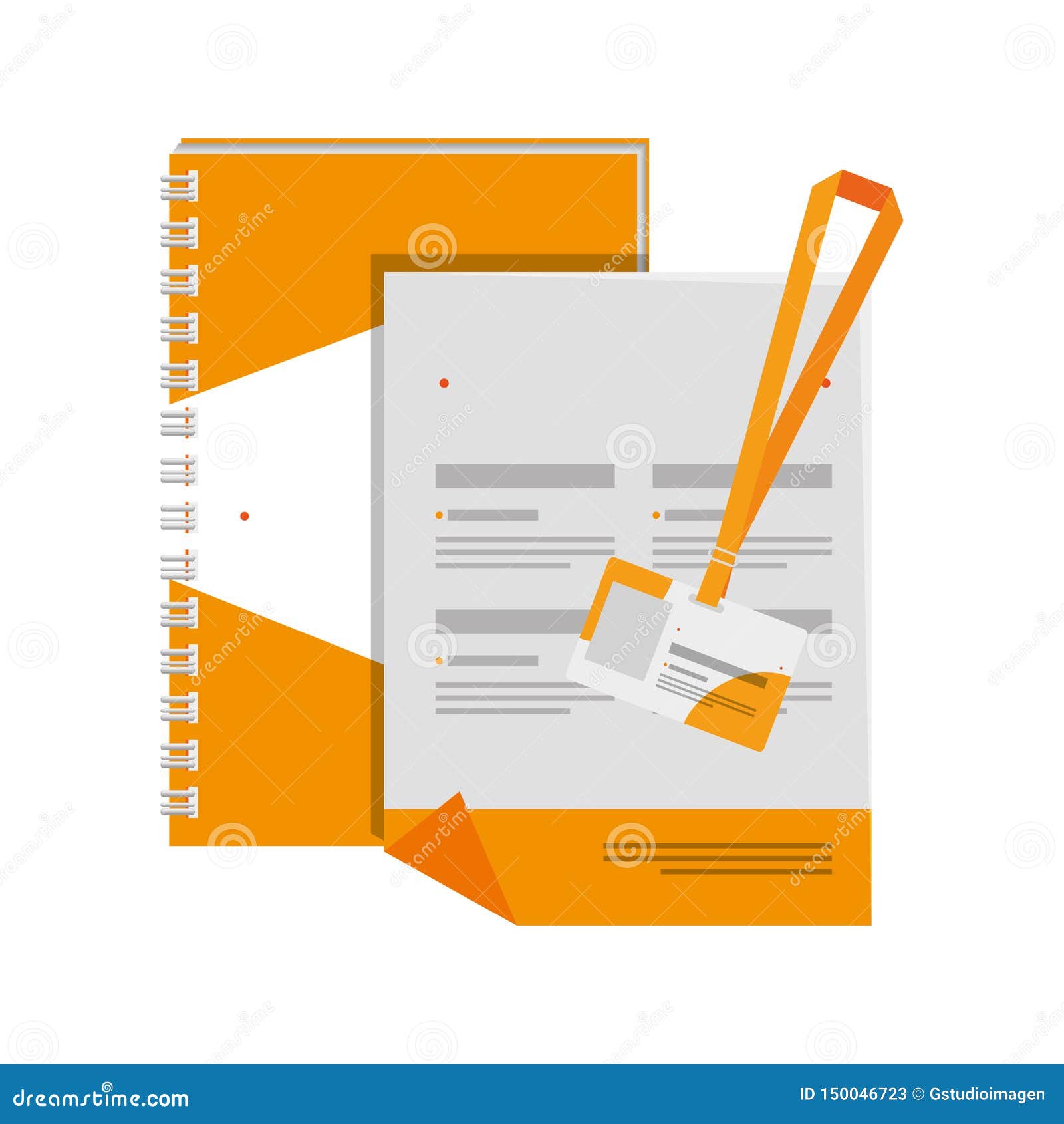 Notepad and Document Id with Company Emblem Print Stock Illustration ...