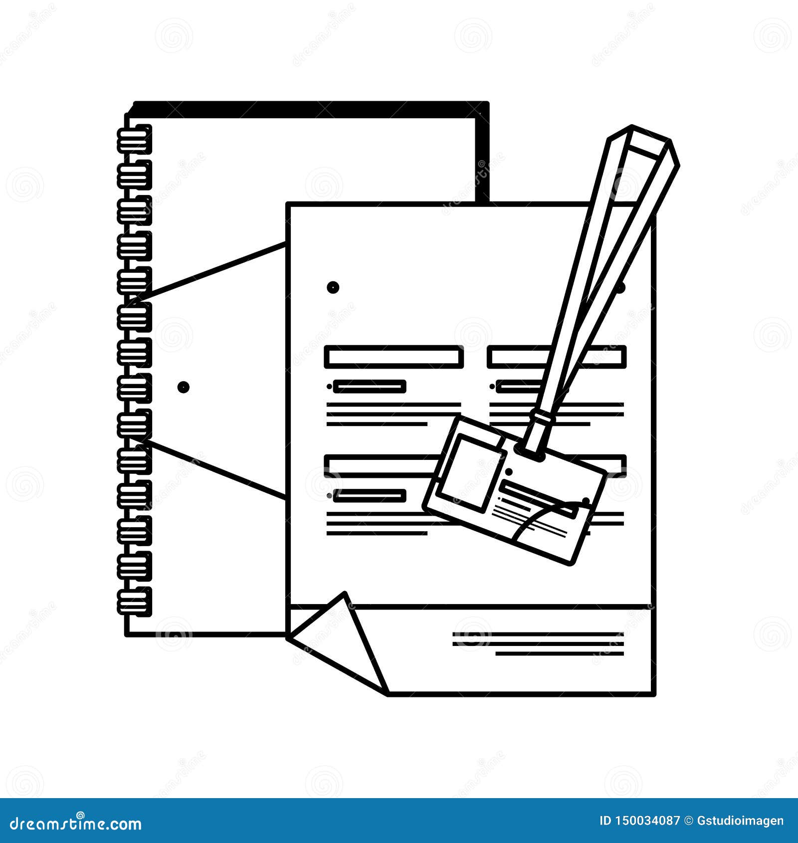 Notepad and Document Id with Company Emblem Print Stock Illustration ...