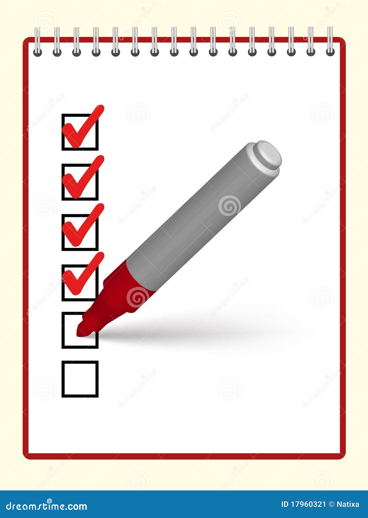 Notepad done points stock illustration. Illustration of paper - 17960321