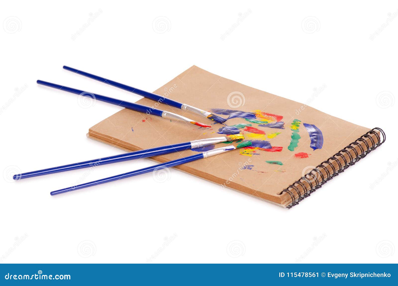 Notepad for Drawing and Brush with Paint Stock Image - Image of ...