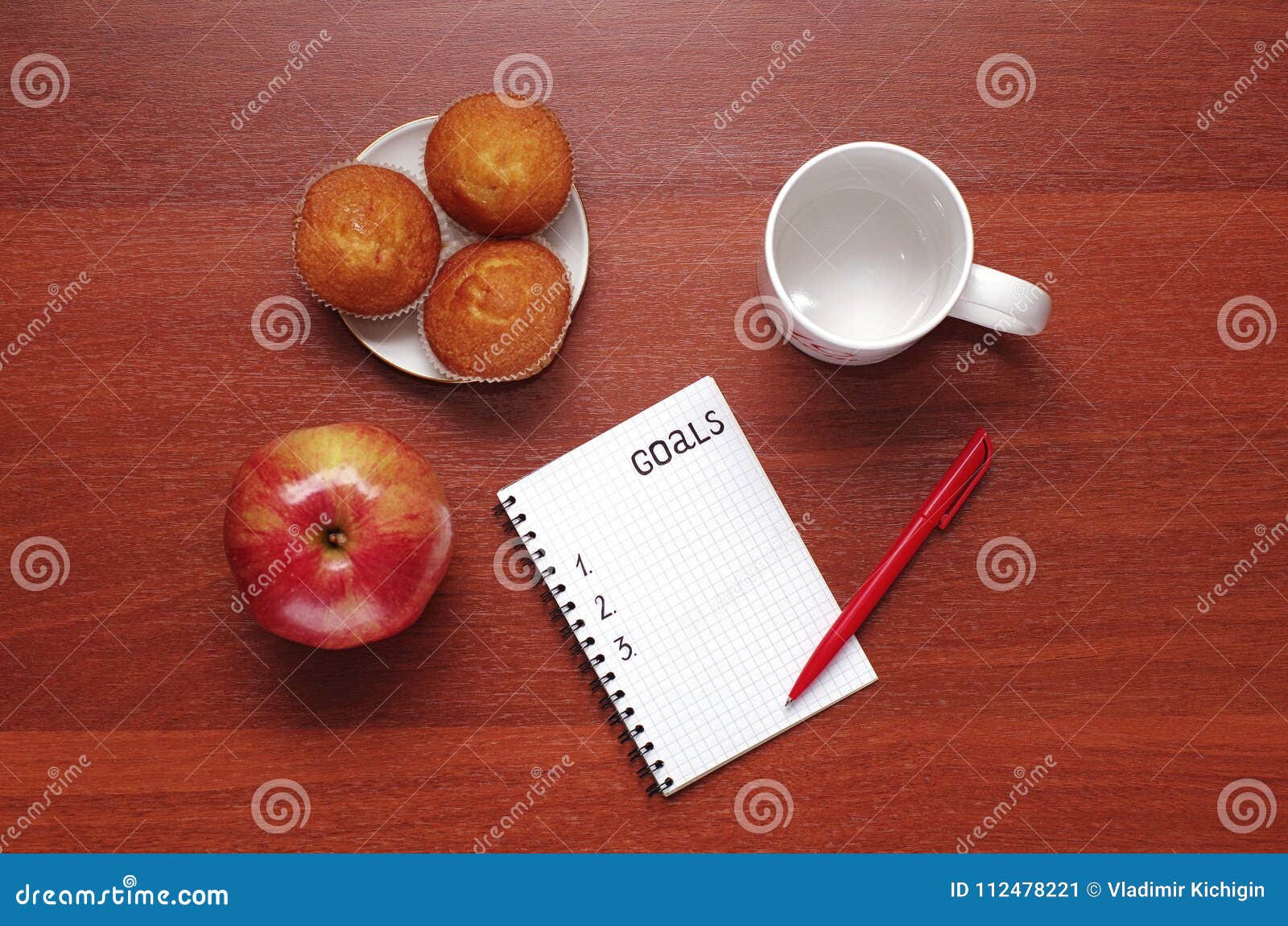 Notepad for Entries on the Table. Handle and Paper on a Wooden S Stock ...