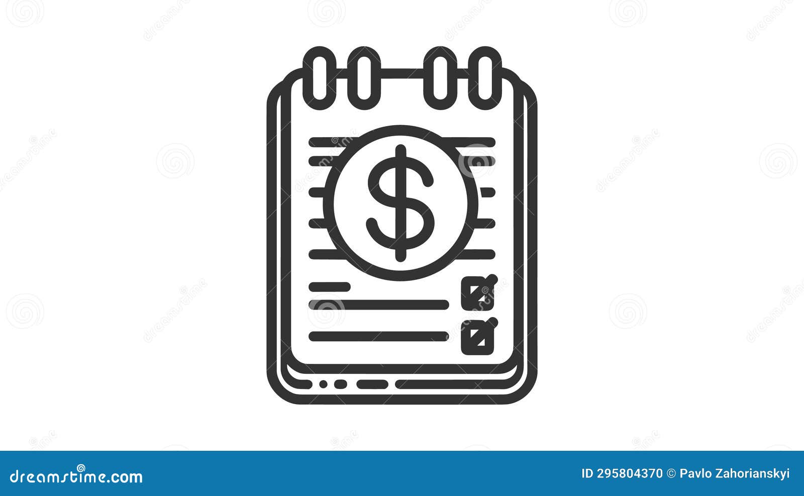 Notepad or a Financial Document with a Dollar Sign in the Center Stock ...