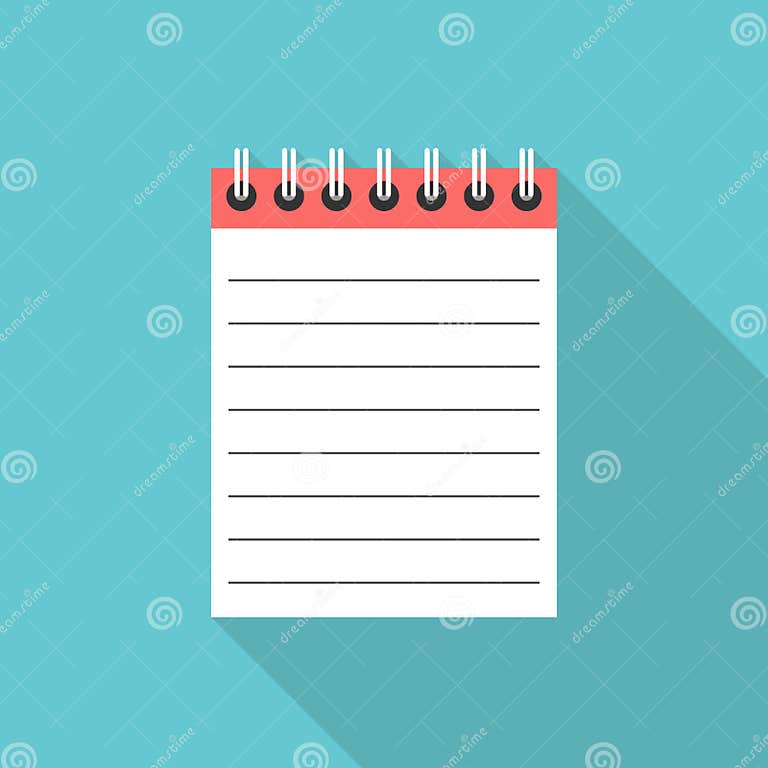 Notepad, flat, long shadow stock vector. Illustration of long - 263403980