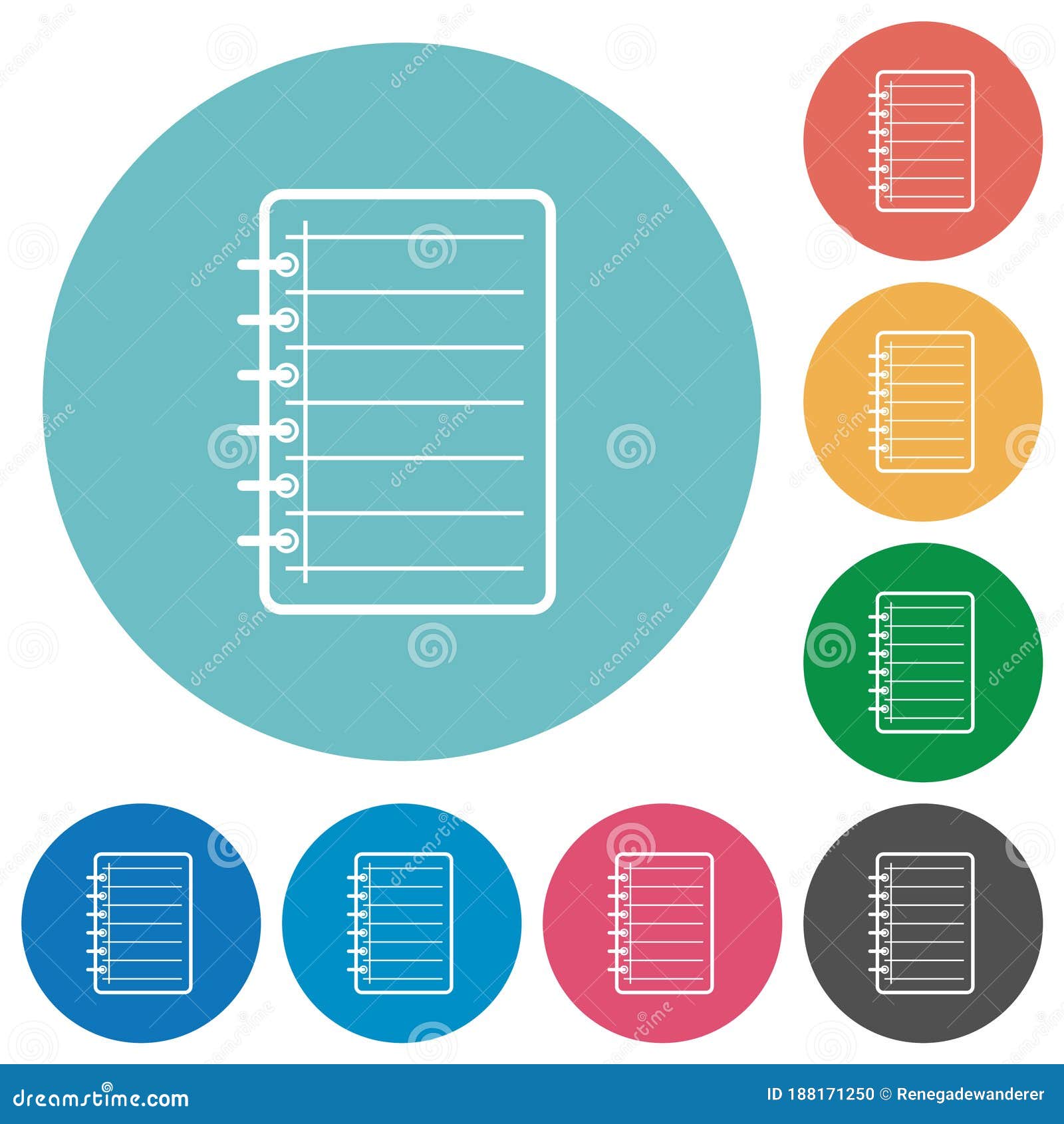 Notepad flat round icons stock vector. Illustration of scrapbook - 188171250