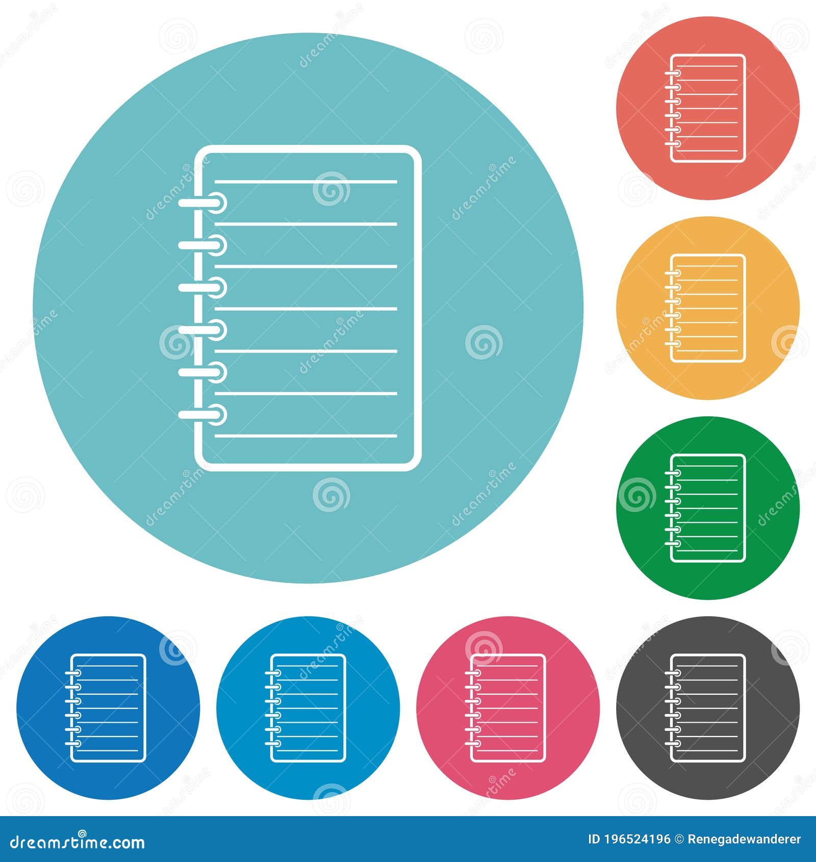 Notepad flat round icons stock vector. Illustration of book - 196524196