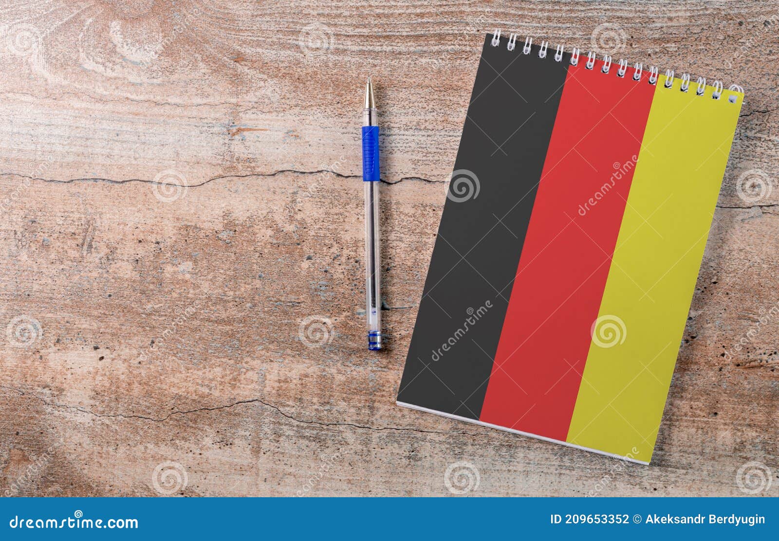 Notepad with Germany Flag, Pen on Wooden Background Stock Photo - Image ...