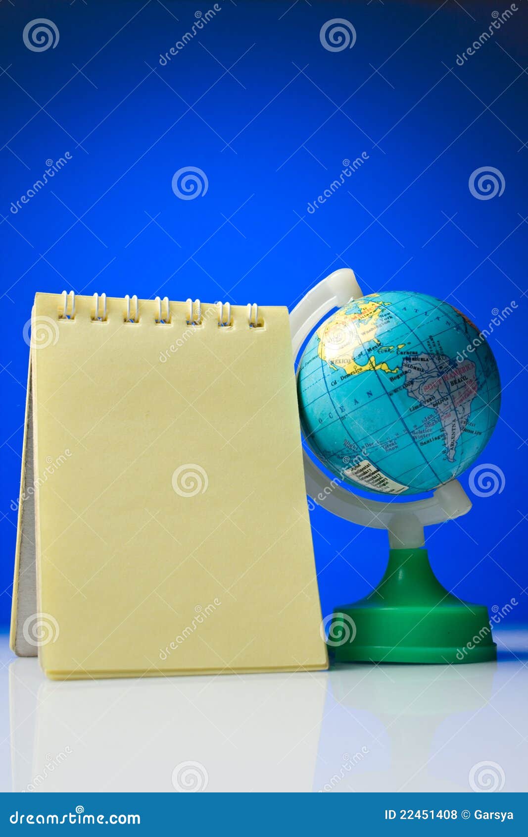 Notepad with globe stock photo. Image of shadow, background - 22451408