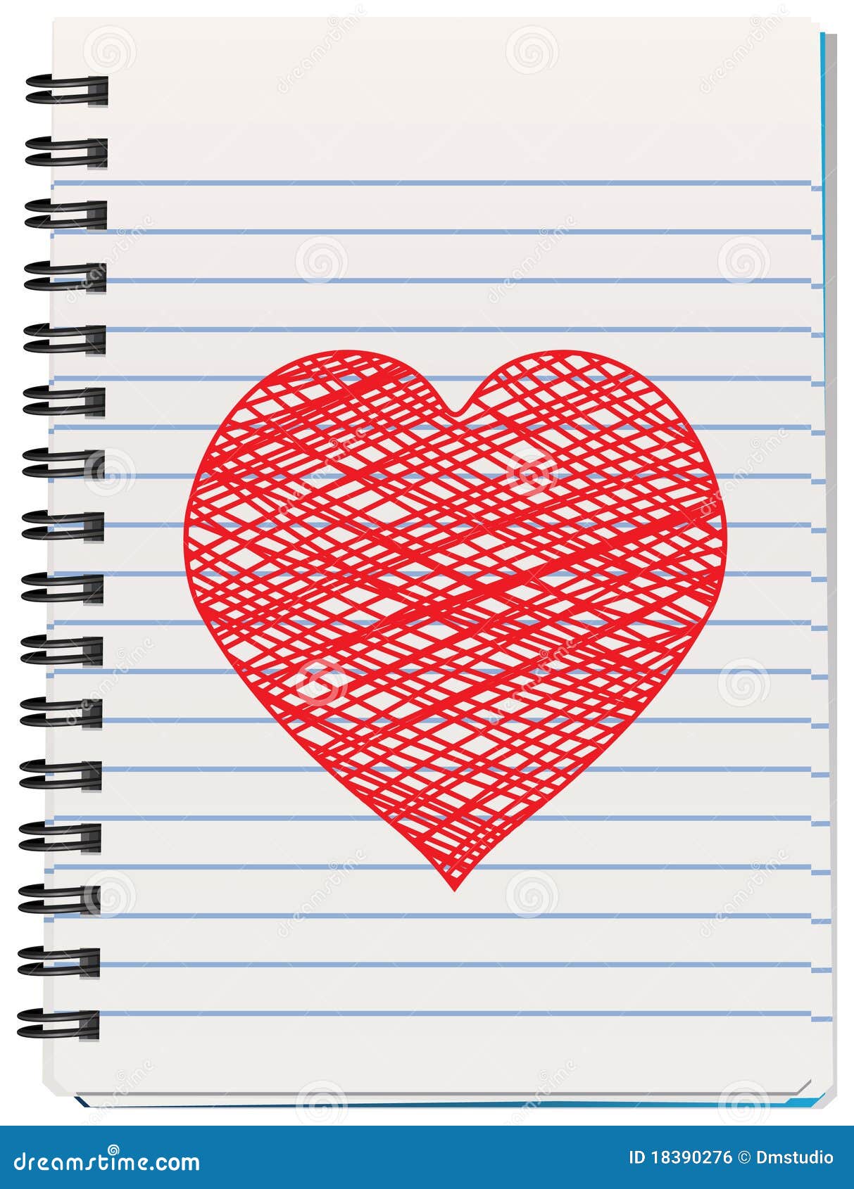 Notepad with Hand Drawn Heart Stock Vector - Illustration of office ...