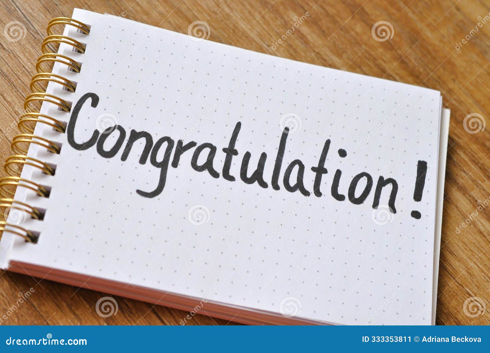Notepad with Handwritten Congratulation Text Stock Illustration ...