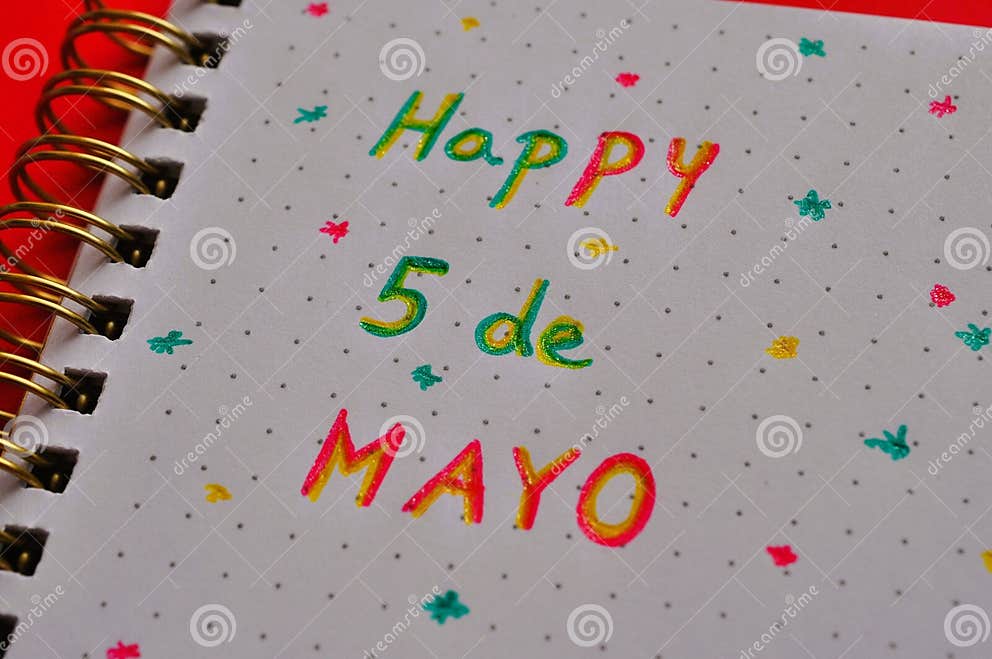 Notepad with Happy 5 De Mayo Write Stock Illustration - Illustration of ...