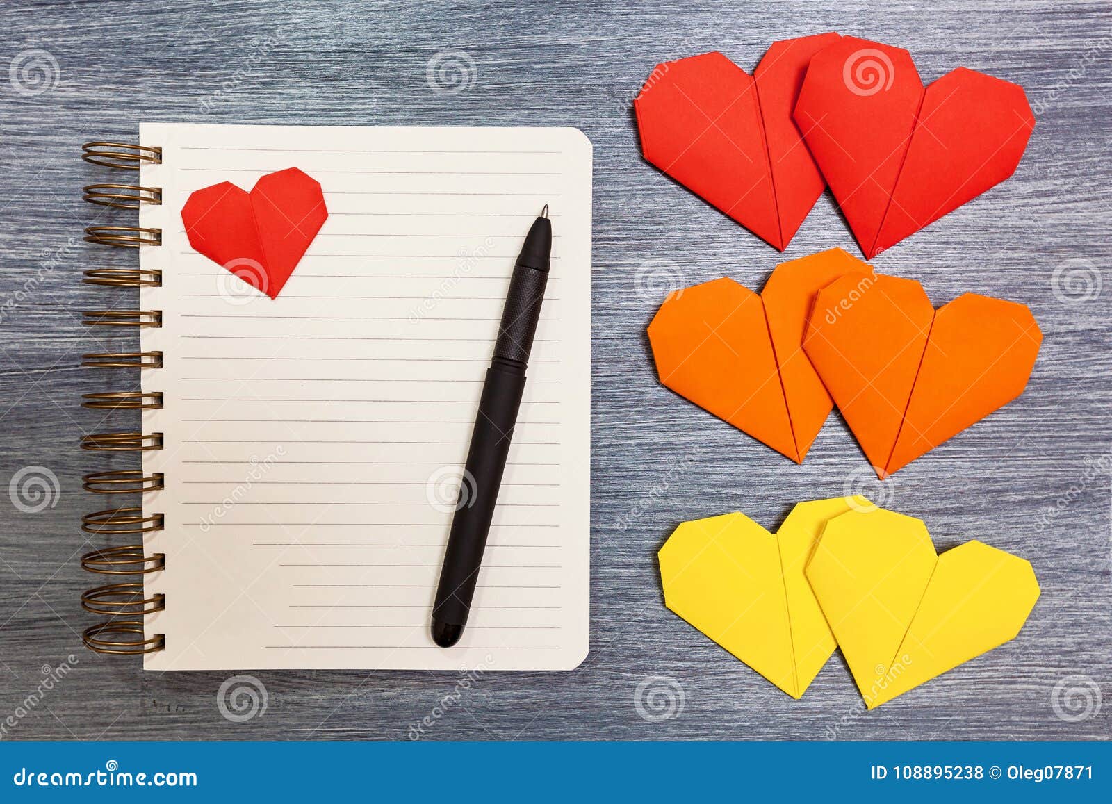 Notepad with hearts. stock photo. Image of love, heart - 108895238