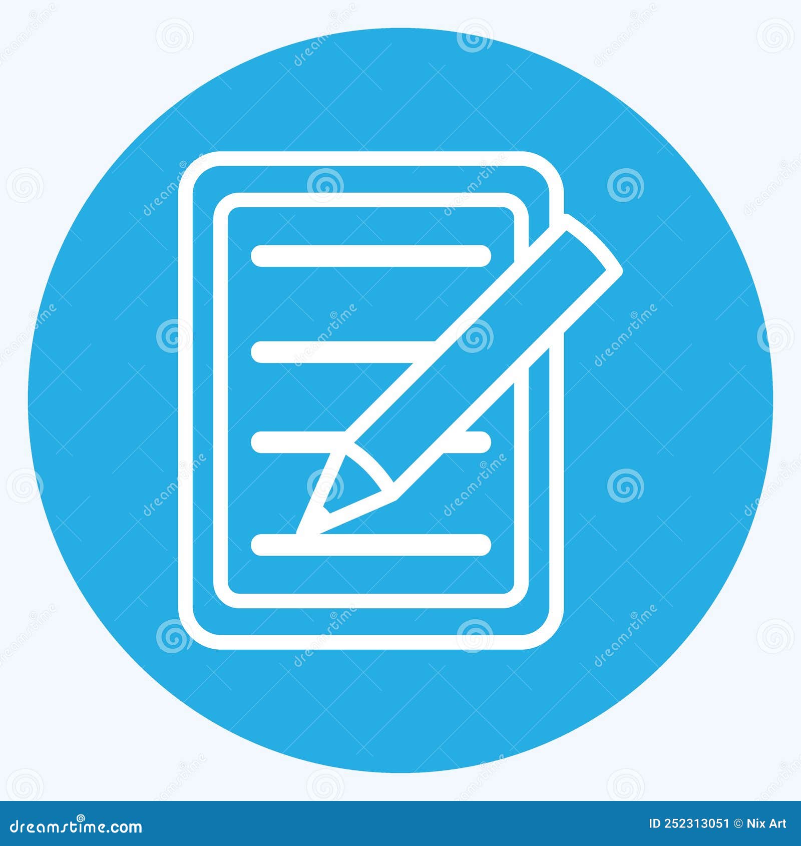 Notepad Icon in Trendy Blue Eyes Style Isolated on Soft Blue Background ...
