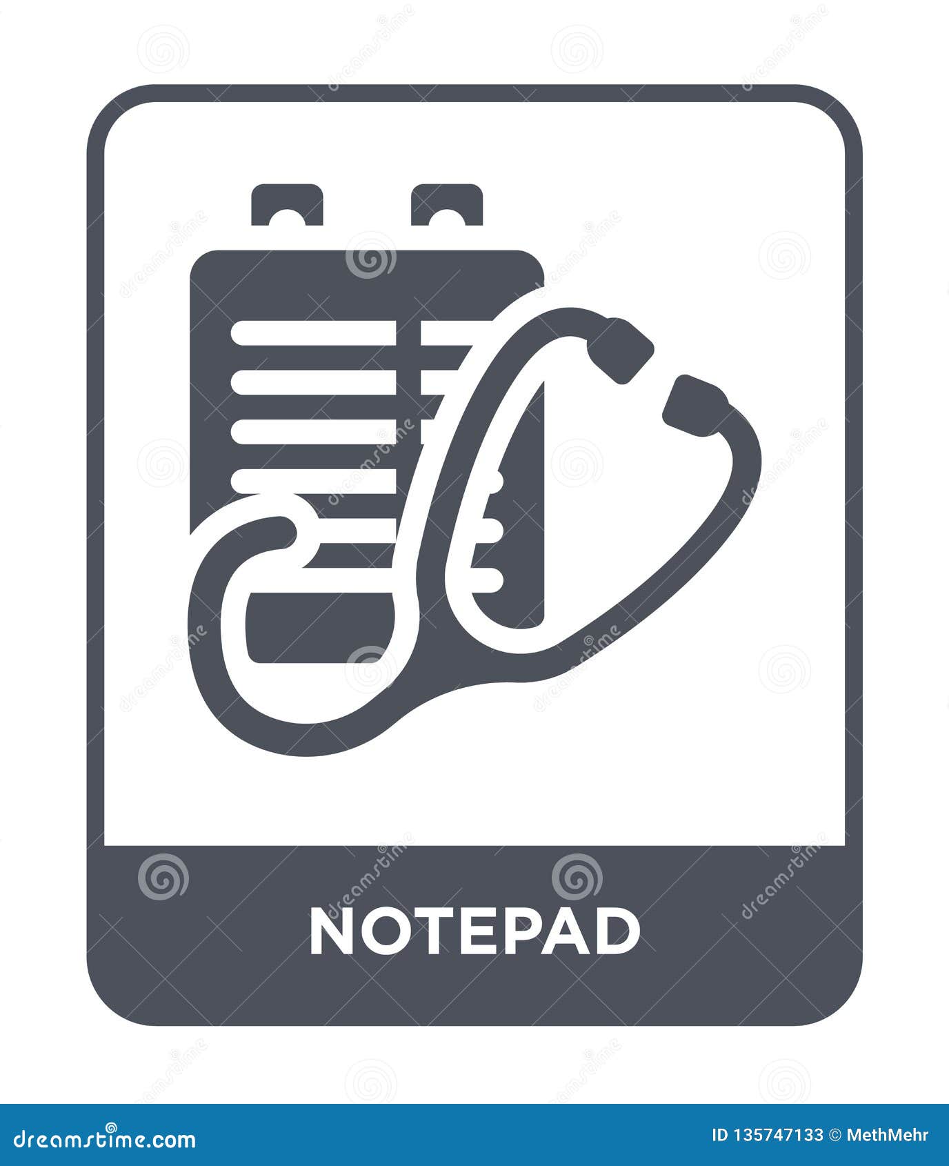 Notepad Icon in Trendy Design Style. Notepad Icon Isolated on White ...