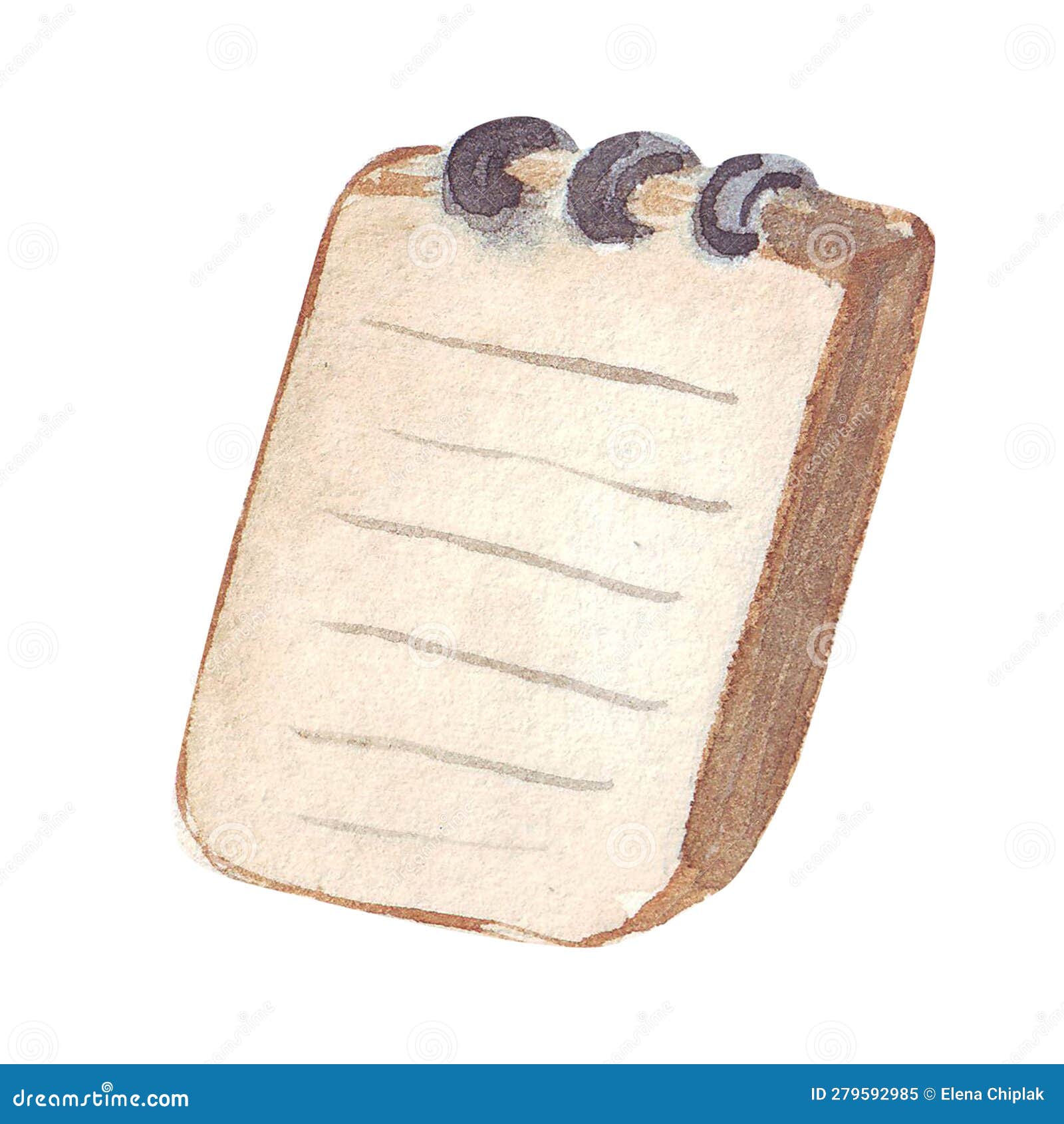 Notepad Illustration. Watercolor Hand Painted Notebook Design Isolated ...