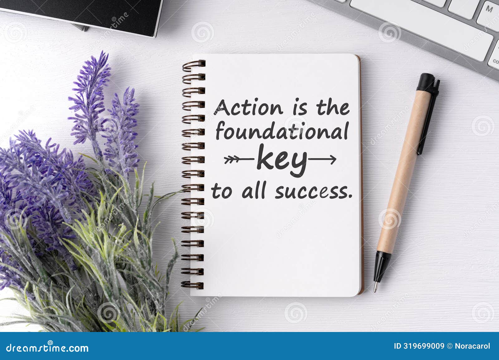 Inspirational Quote Action is the Foundational Key To All Success Stock ...