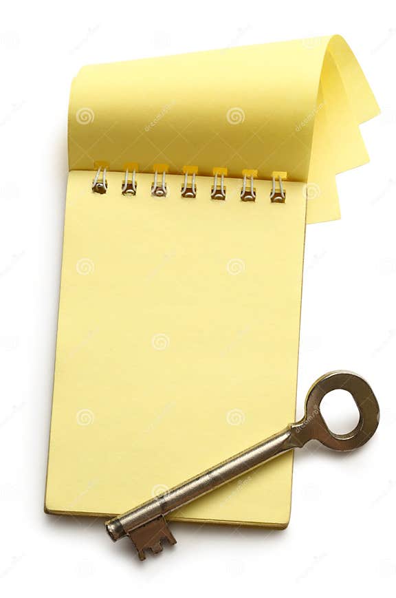 Notepad with key stock photo. Image of safety, paper - 32718578