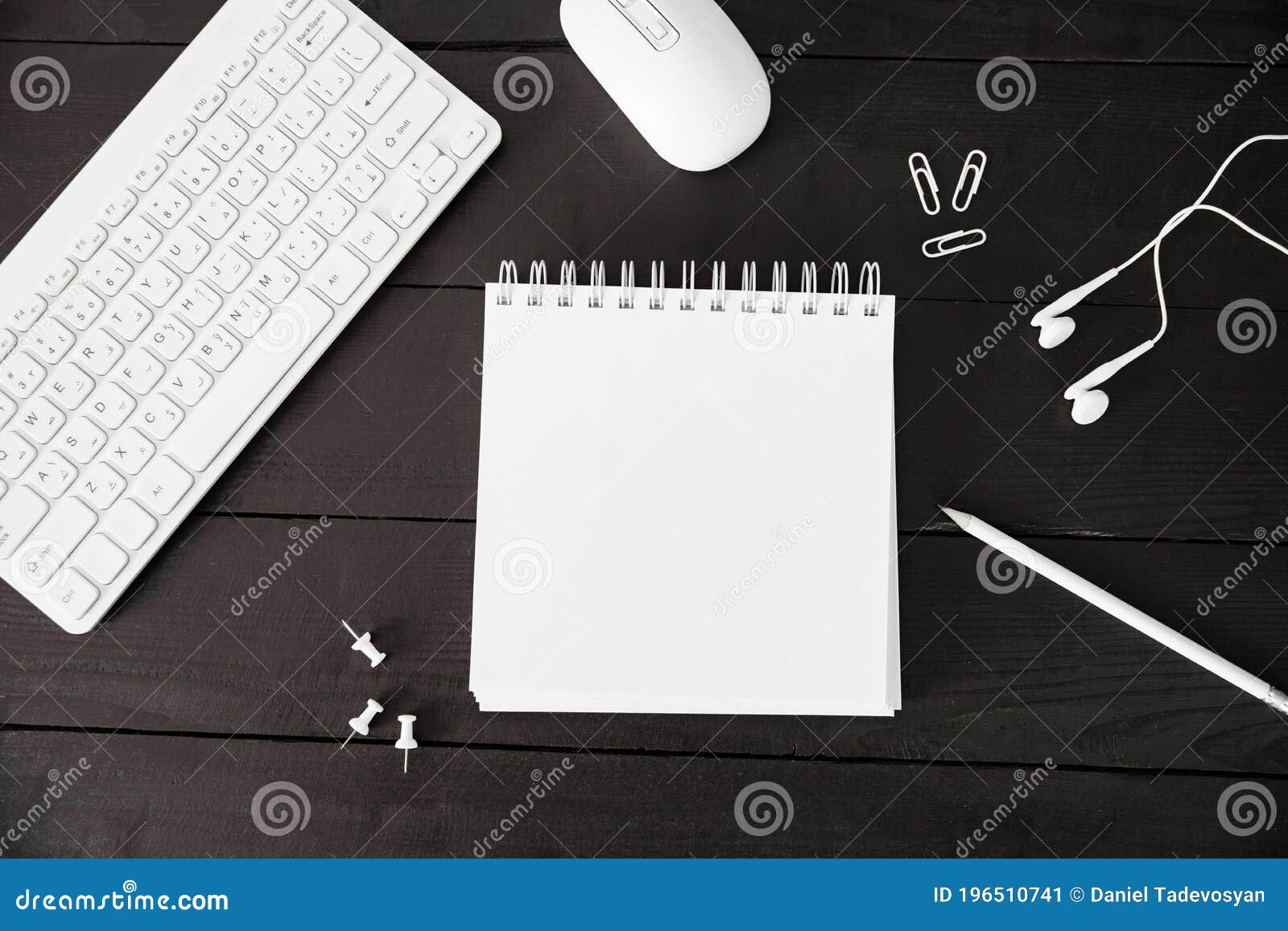 Notepad with Keyboard and Stationary Stock Image - Image of view ...